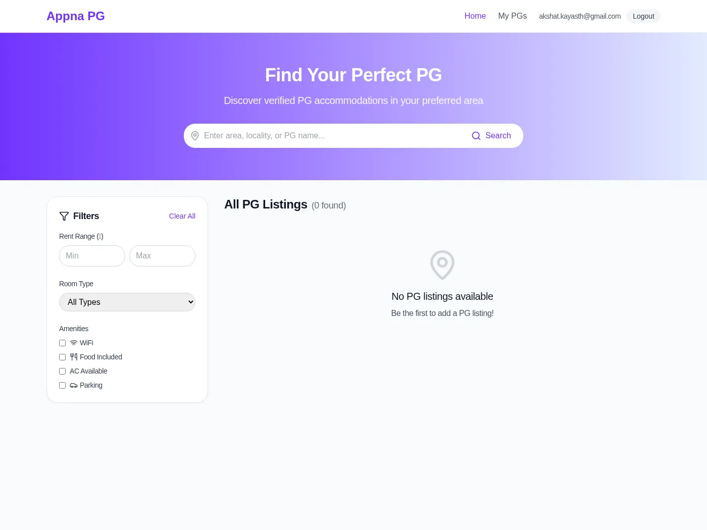 Appna PG: Modern PG Discovery Platform with Owner Listings and Nearby Amenities