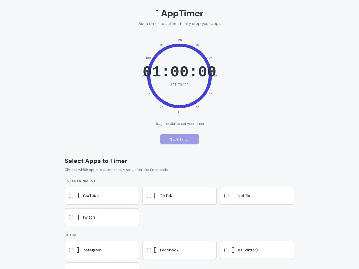 AppTimer: Multi-App Timer and Auto-Stop Web App Prototype