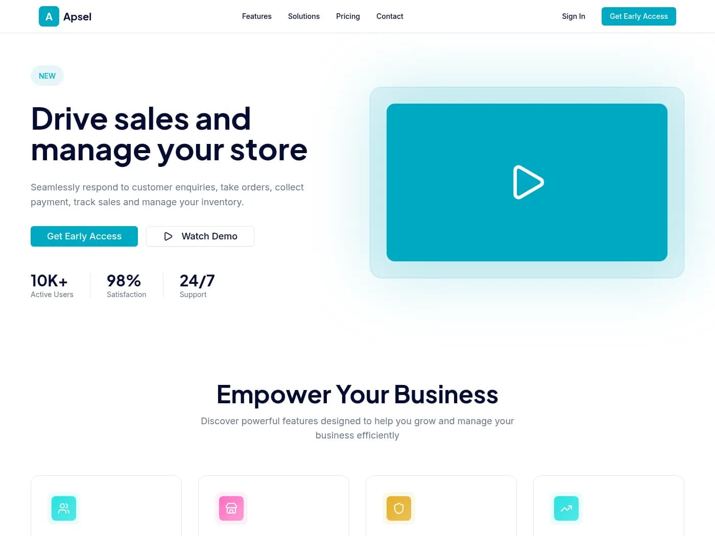 Apsel Commerce Landing Page for Modern Retailers