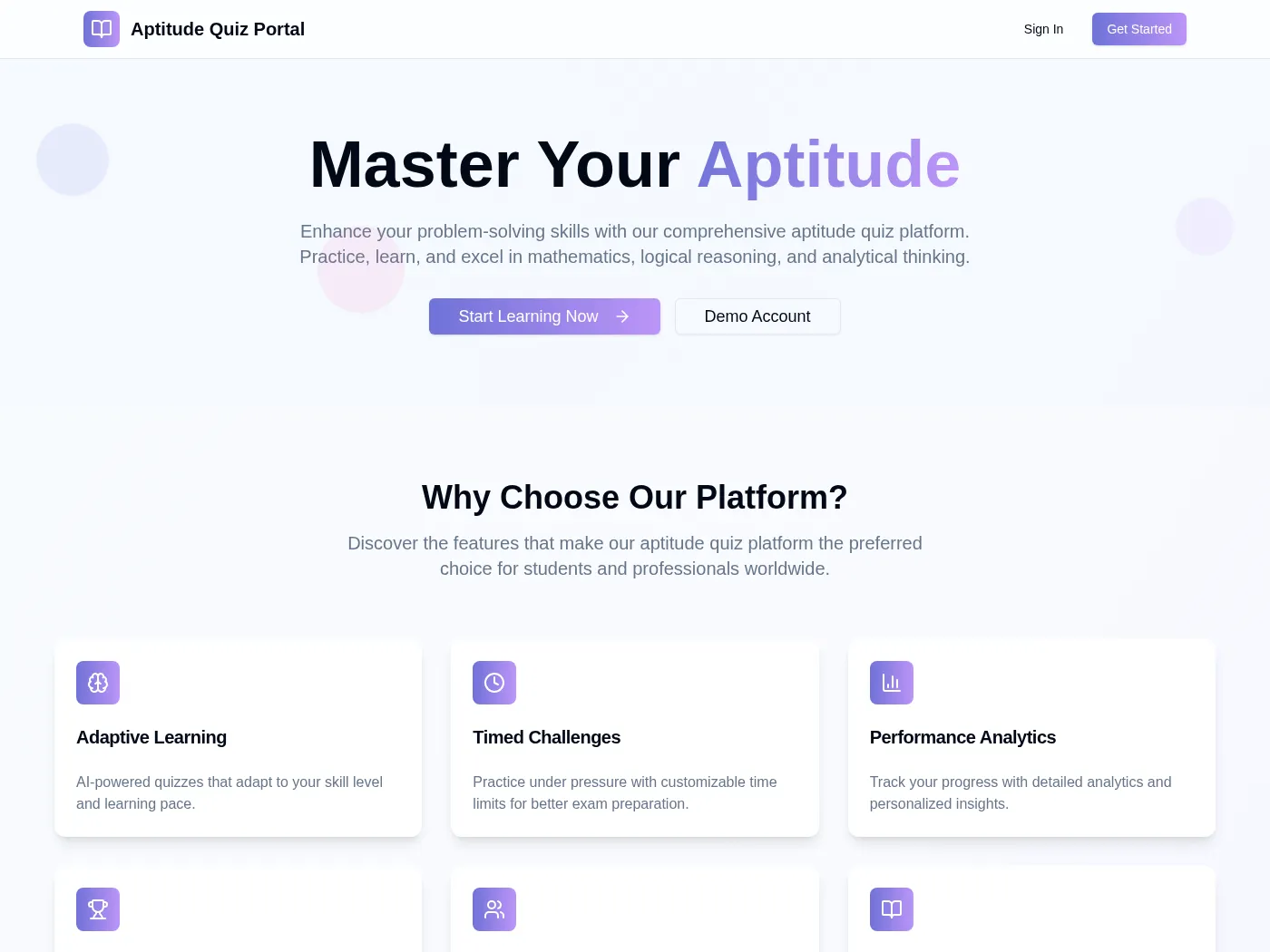 Aptitude Quiz Portal – Interactive Student and Admin Platform