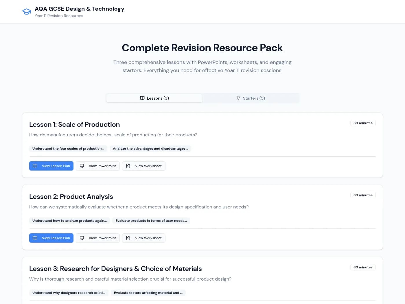 AQA GCSE Design & Technology Yr11 Revision Resource Creator