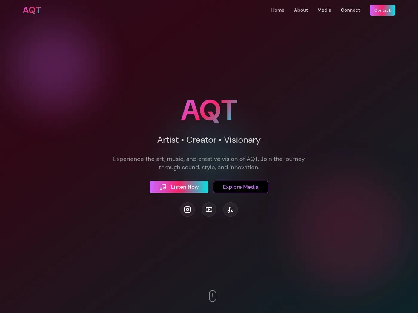 AQT Artist Web Experience - Artistic & Immersive Portfolio