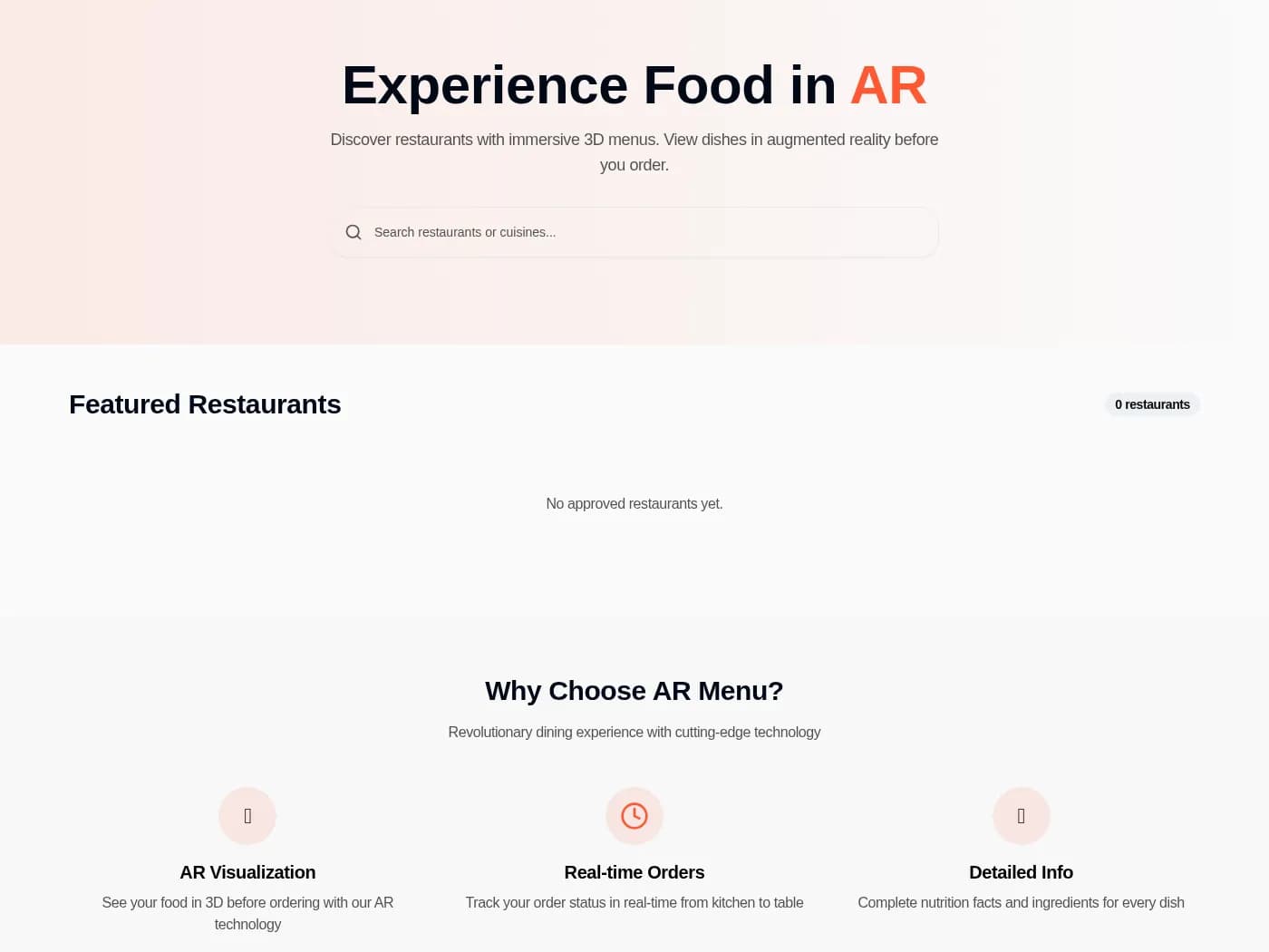 AR Food Menu & Ordering System