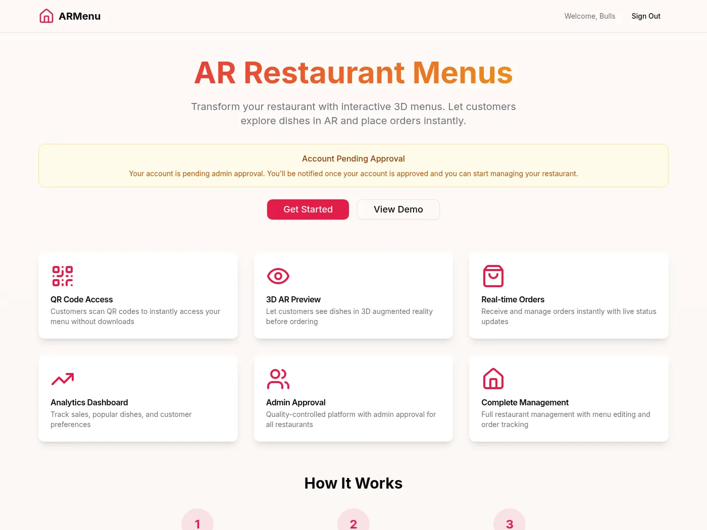 AR Restaurant Menu & Real-Time Order Dashboard