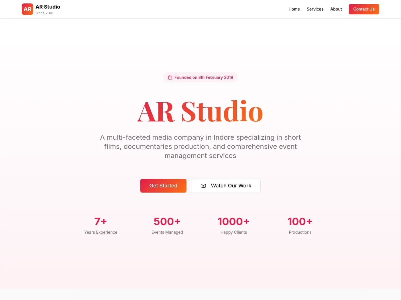 AR Studio & Event Management Portfolio Platform