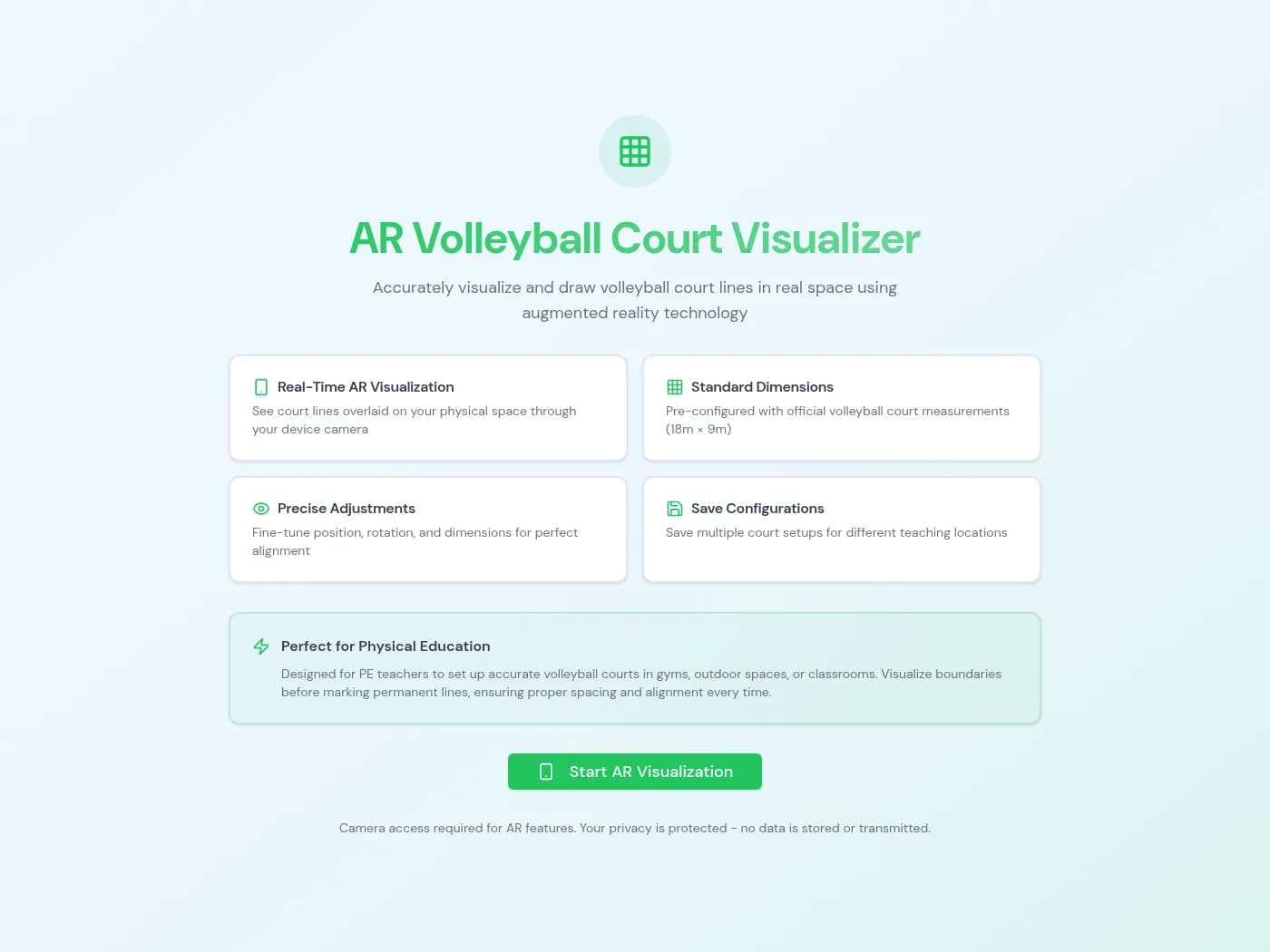 AR Volleyball Court Line Visualizer for Physical Education