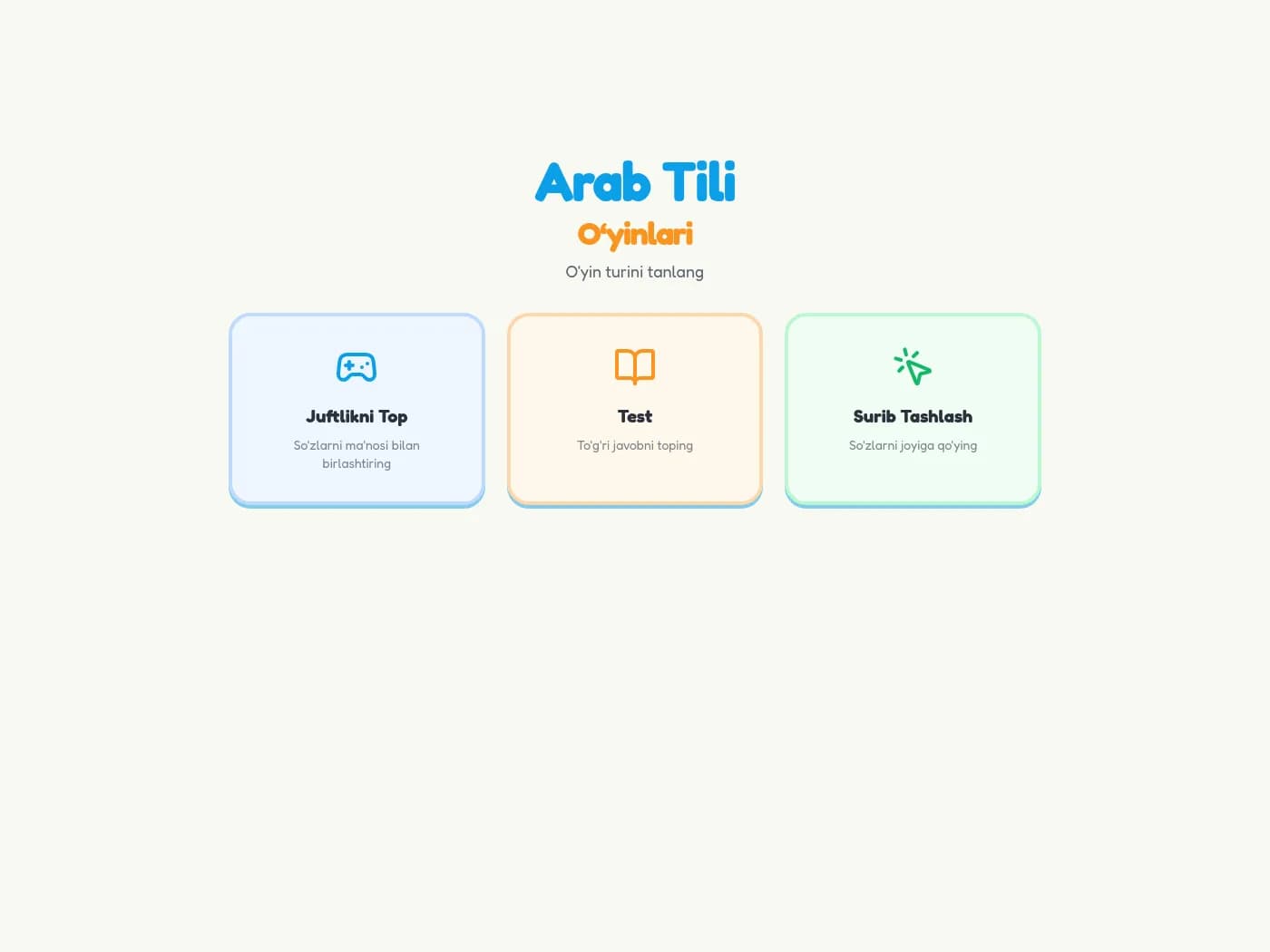 Arabic-Uzbek Vocabulary Learning Game for Kids