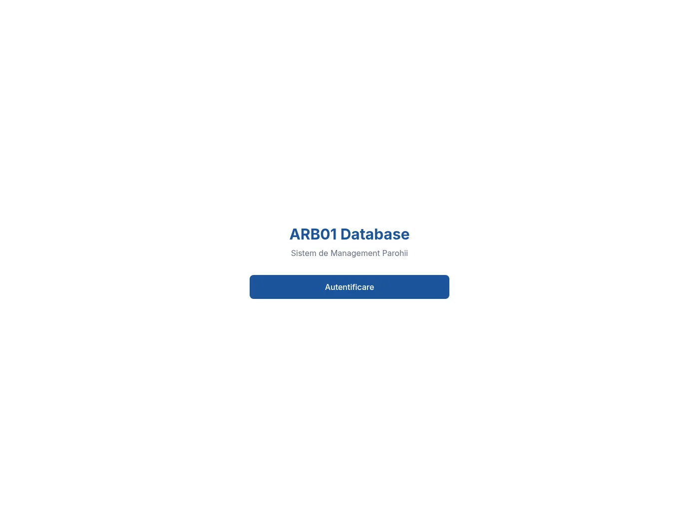 Arb01 Parohii Database Management Dashboard