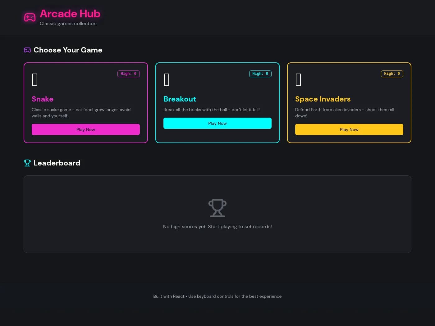 Arcade Multigame Hub