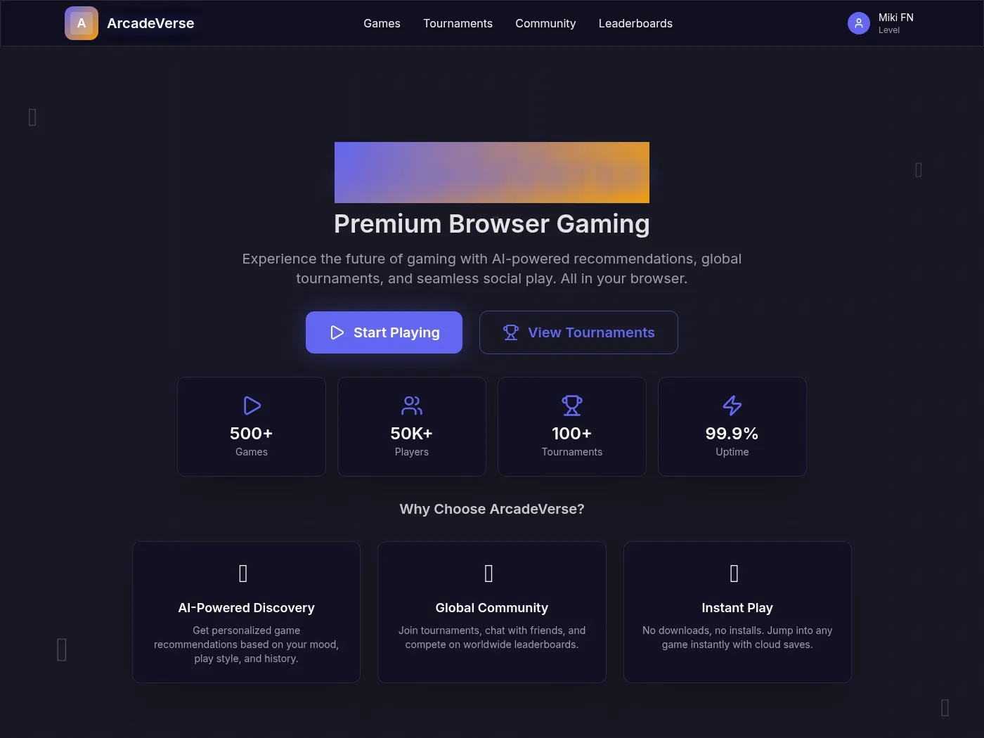 ArcadeVerse: Seamless Social Browser Gaming Hub