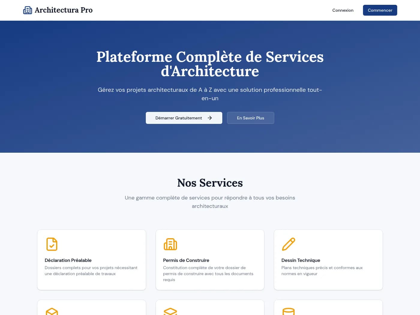 Architectura Pro: Plateforme Complète de Services d'Architecture