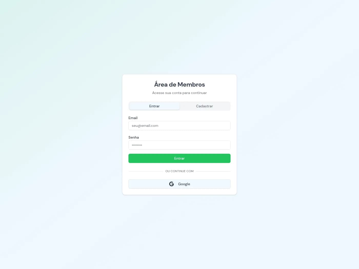 Área de Membros com Vídeos e Catálogo de Networking Interativo