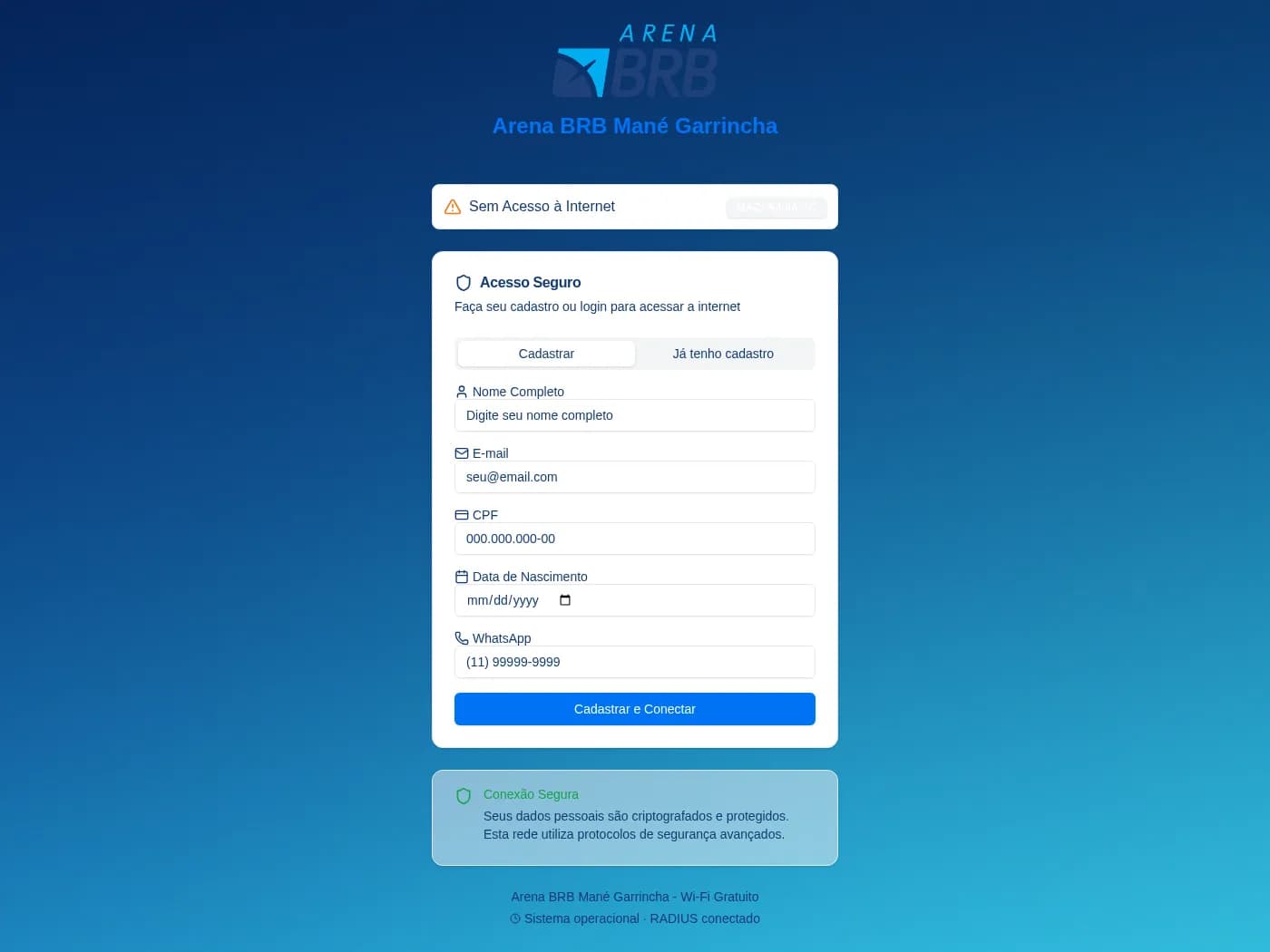 Arena BRB Mané Garrincha Captive Portal Backend