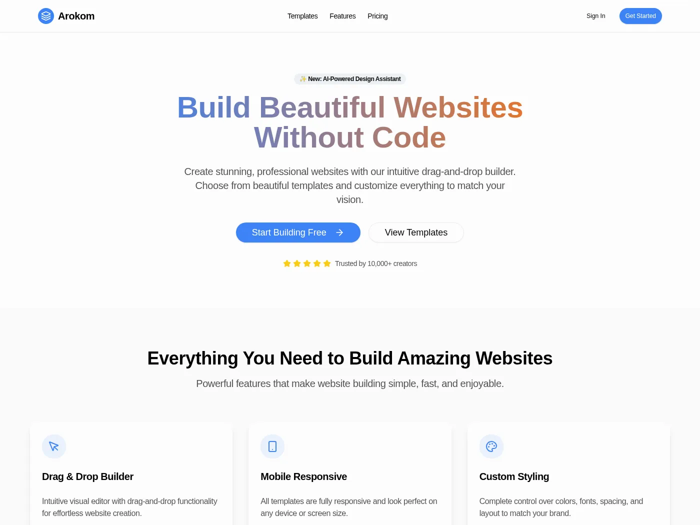Arokom Site Builder