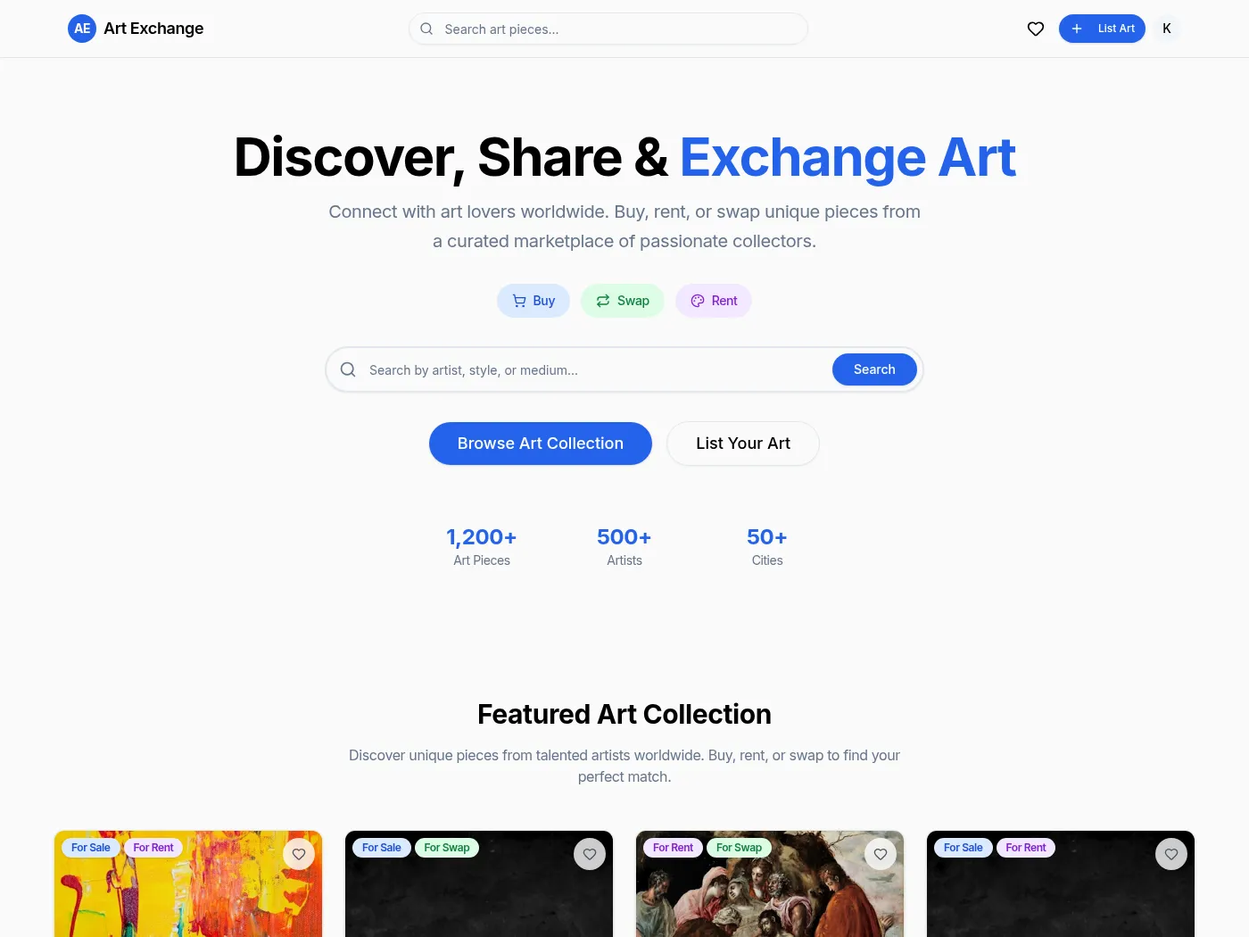 Art Exchange Marketplace