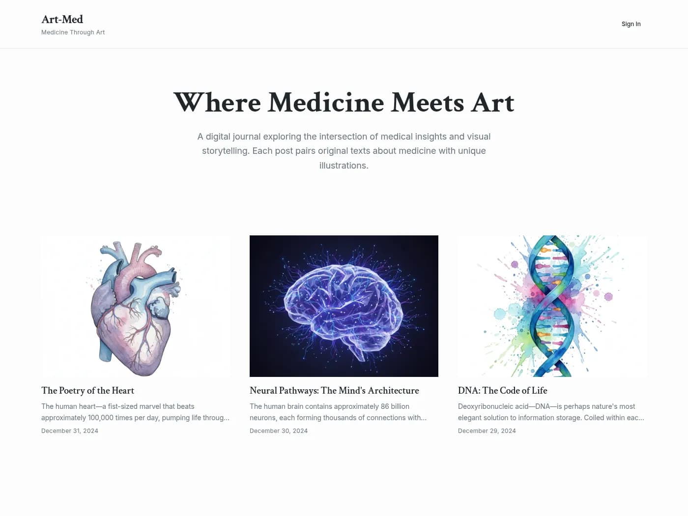 Art-Med: A Digital Journal Blending Medical Insights and Visual Art