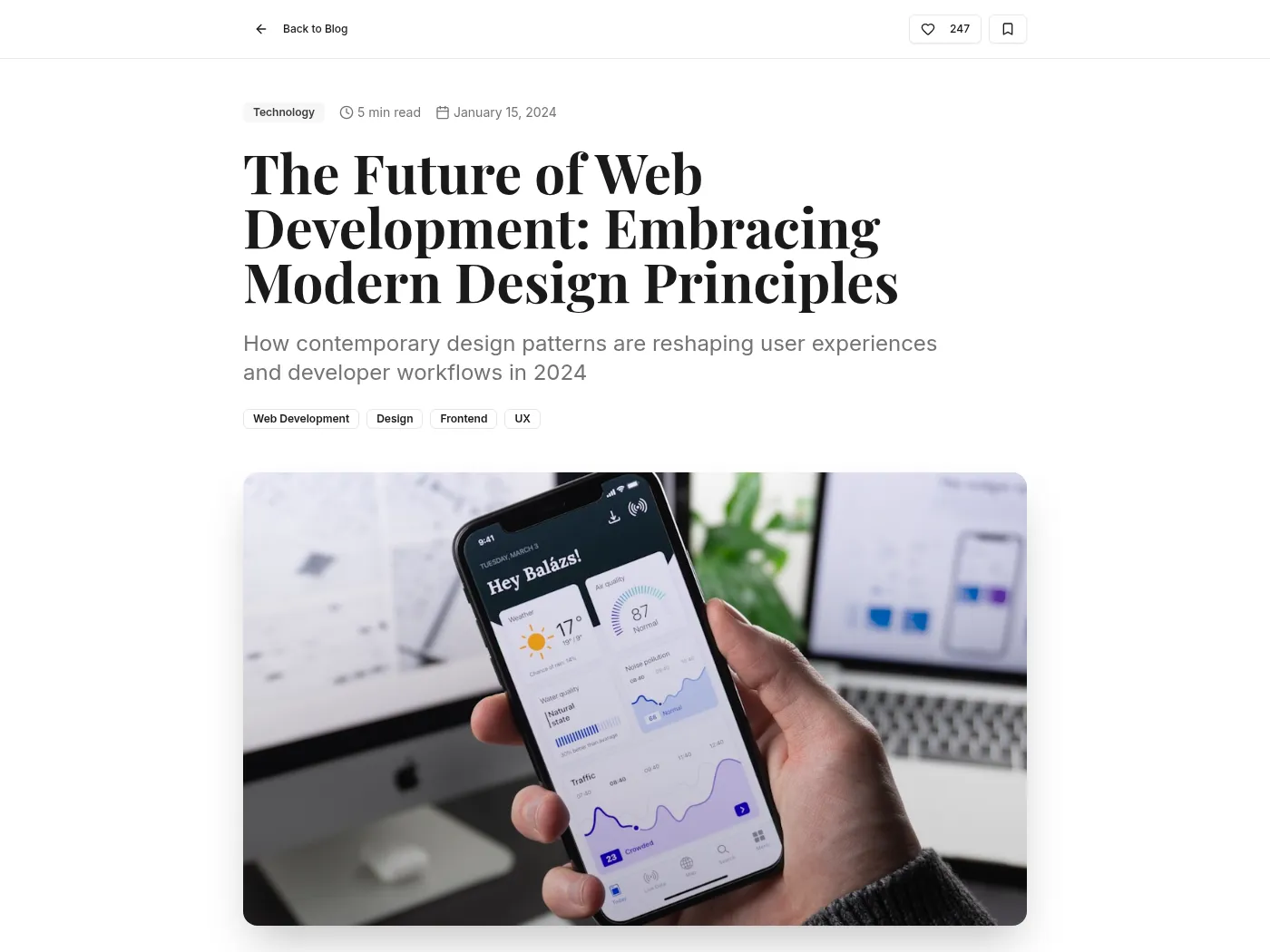 Modern Article Page with Next.js and Tailwind