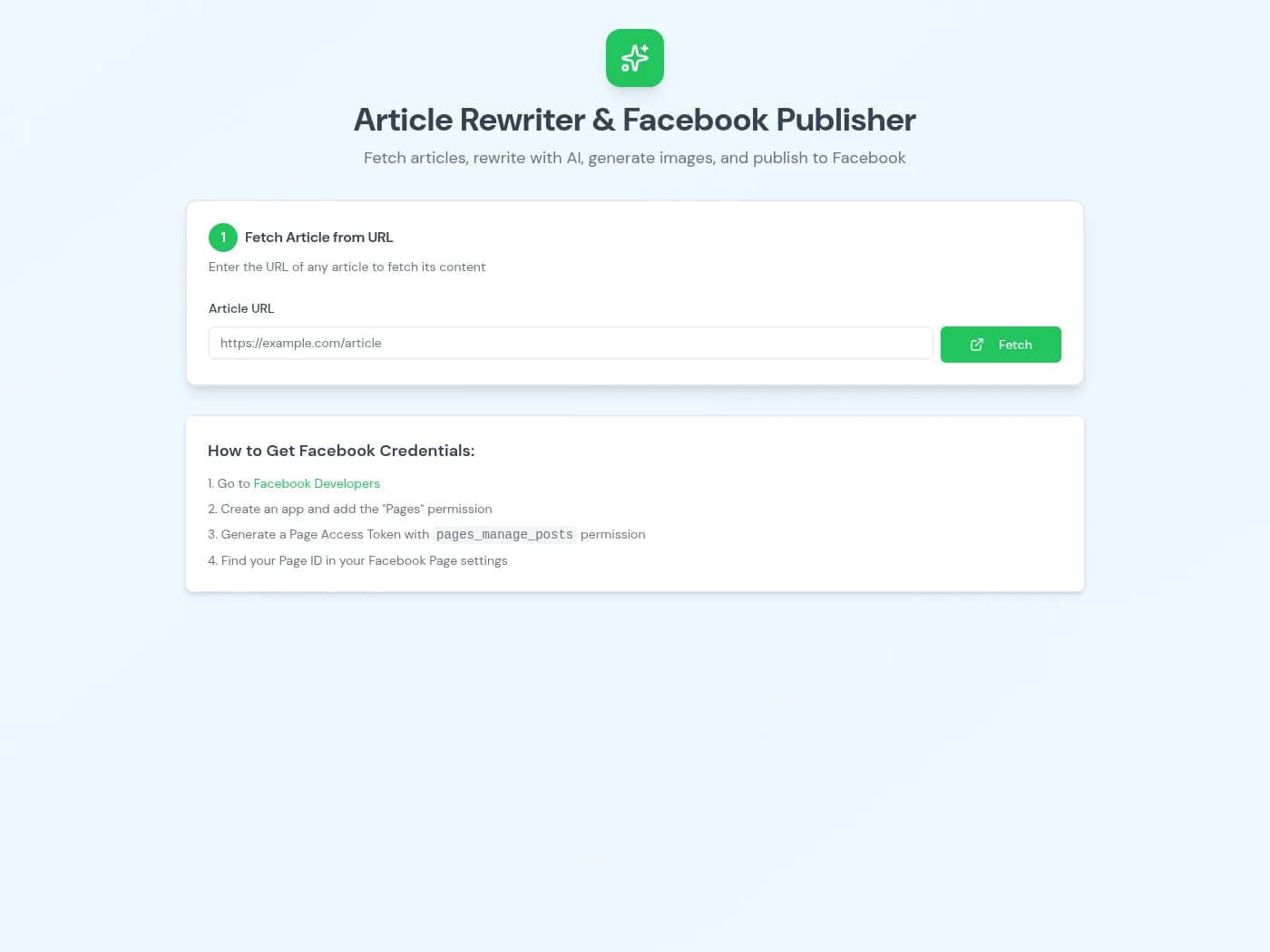 Article Rewriter and Facebook Publisher