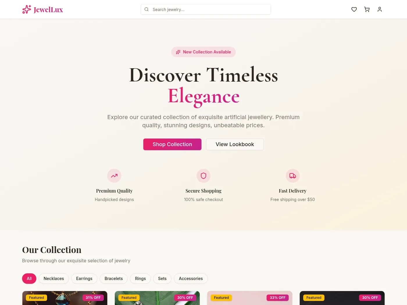 Artificial Jewellery E-commerce Platform with Smart Cart