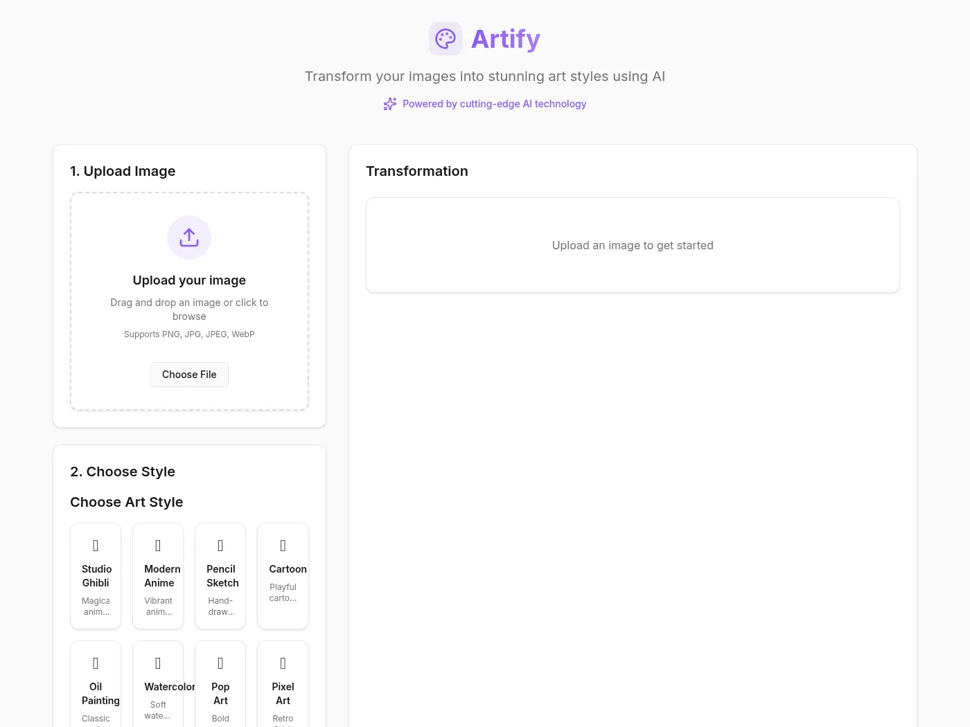 Artify: Transform Images into Various Art Styles