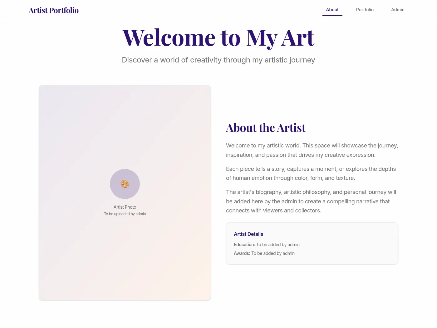 Artist Portfolio Showcase Website