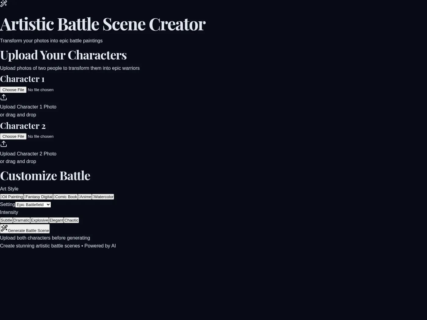 Artistic Battle Scene Creator
