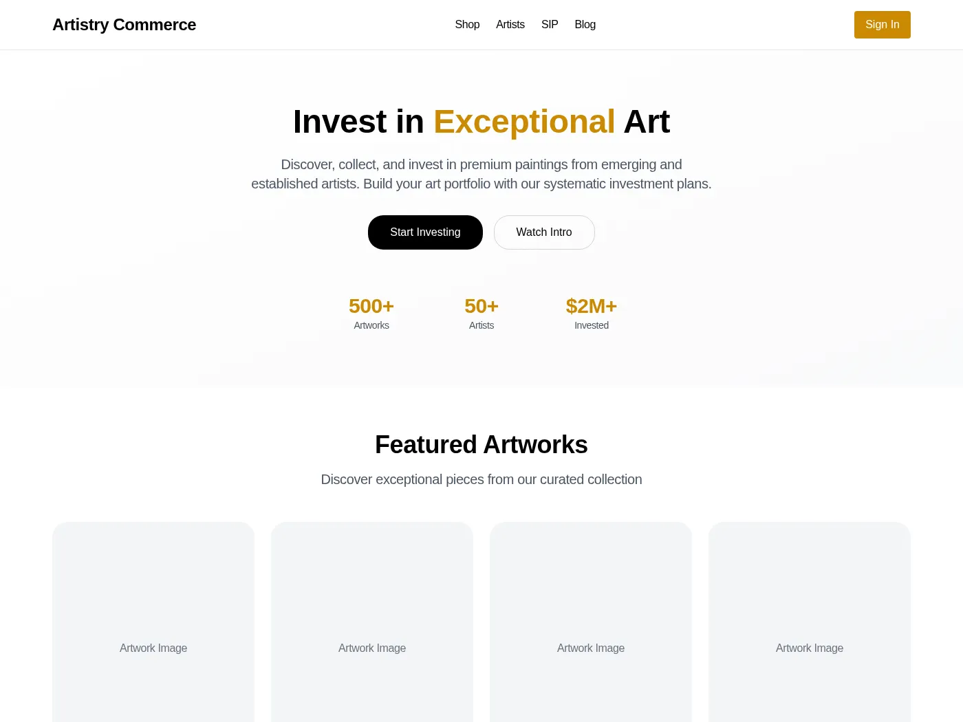 Artistry Commerce: Modern E-Commerce Platform for Paintings