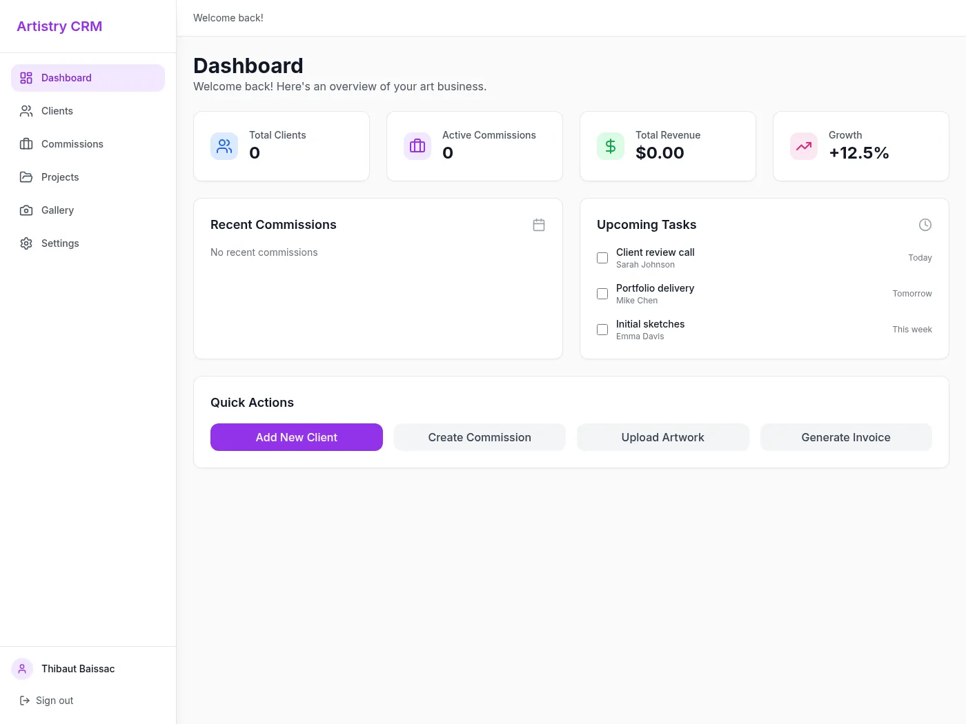 Artistry CRM for Independent Visual Artists
