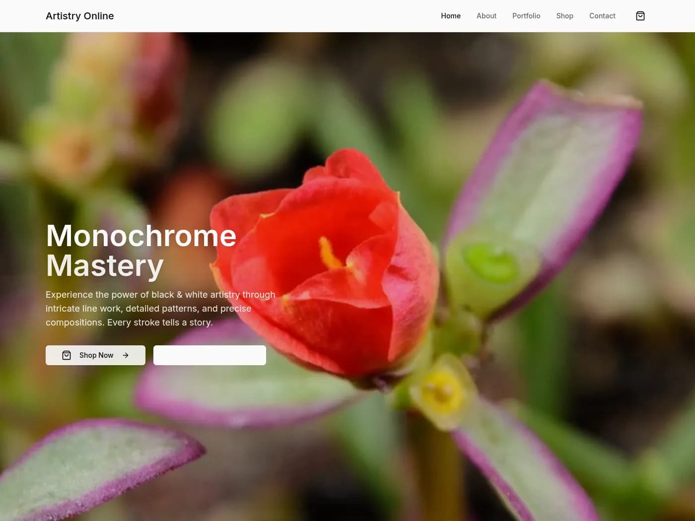 Artistry Online: Minimalist Portfolio and Art Shop Website
