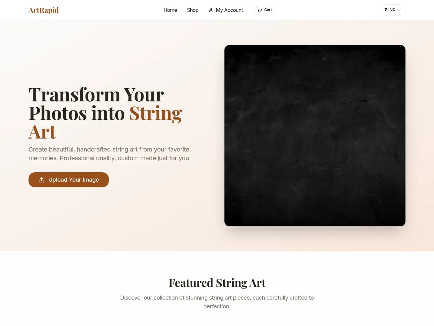 ArtRapid E-commerce Frontend for String Art