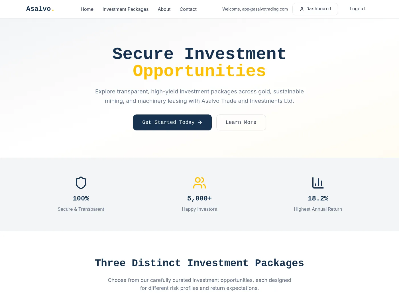 Asalvo Investments Portal – Secure Multi-Package Investment Platform
