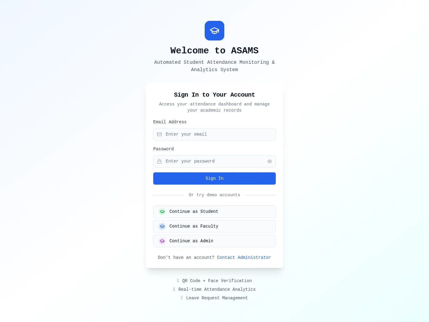 ASAMS - Automated Student Attendance Monitoring & Analytics System