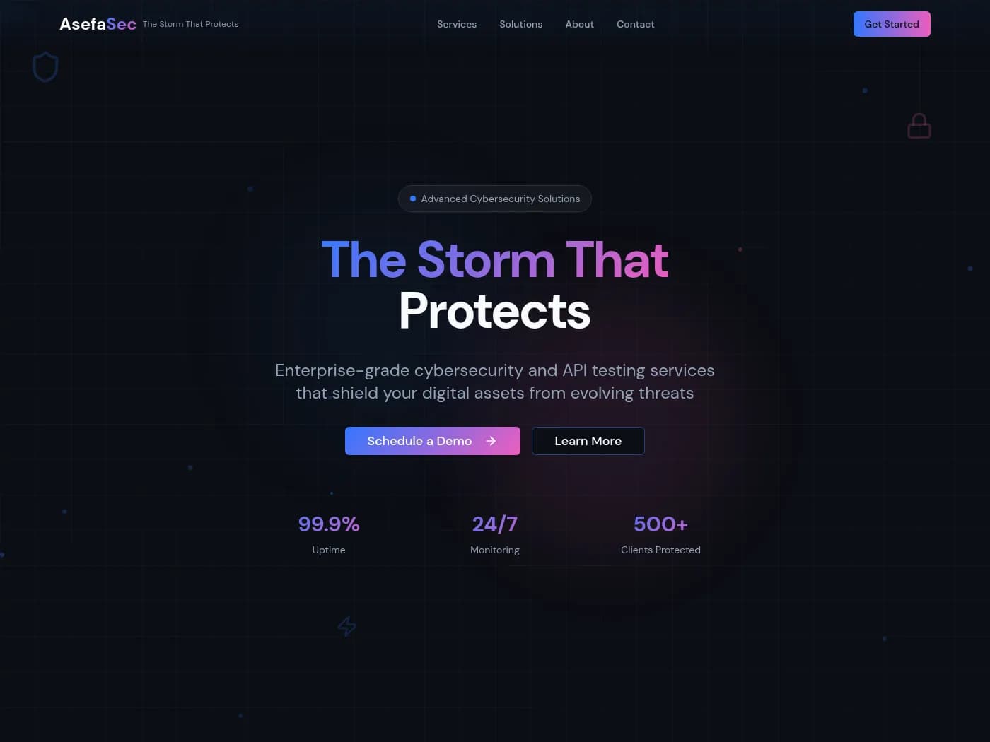 AsefaSec - Animated Cybersecurity & Web/API Testing Services Website