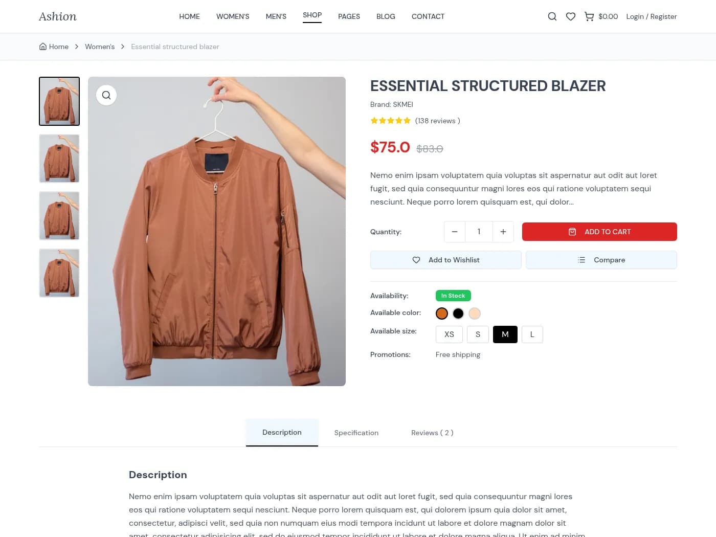 Fashion E-Commerce Layout with Authenticated Header and Footer Components