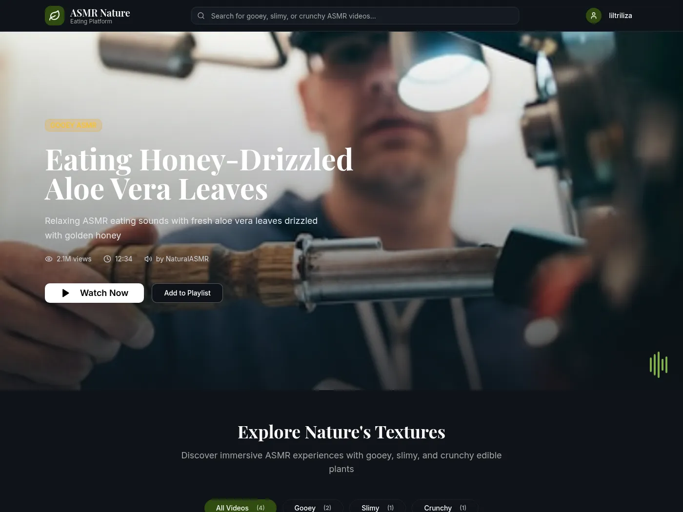 ASMR Nature Eating Video Platform