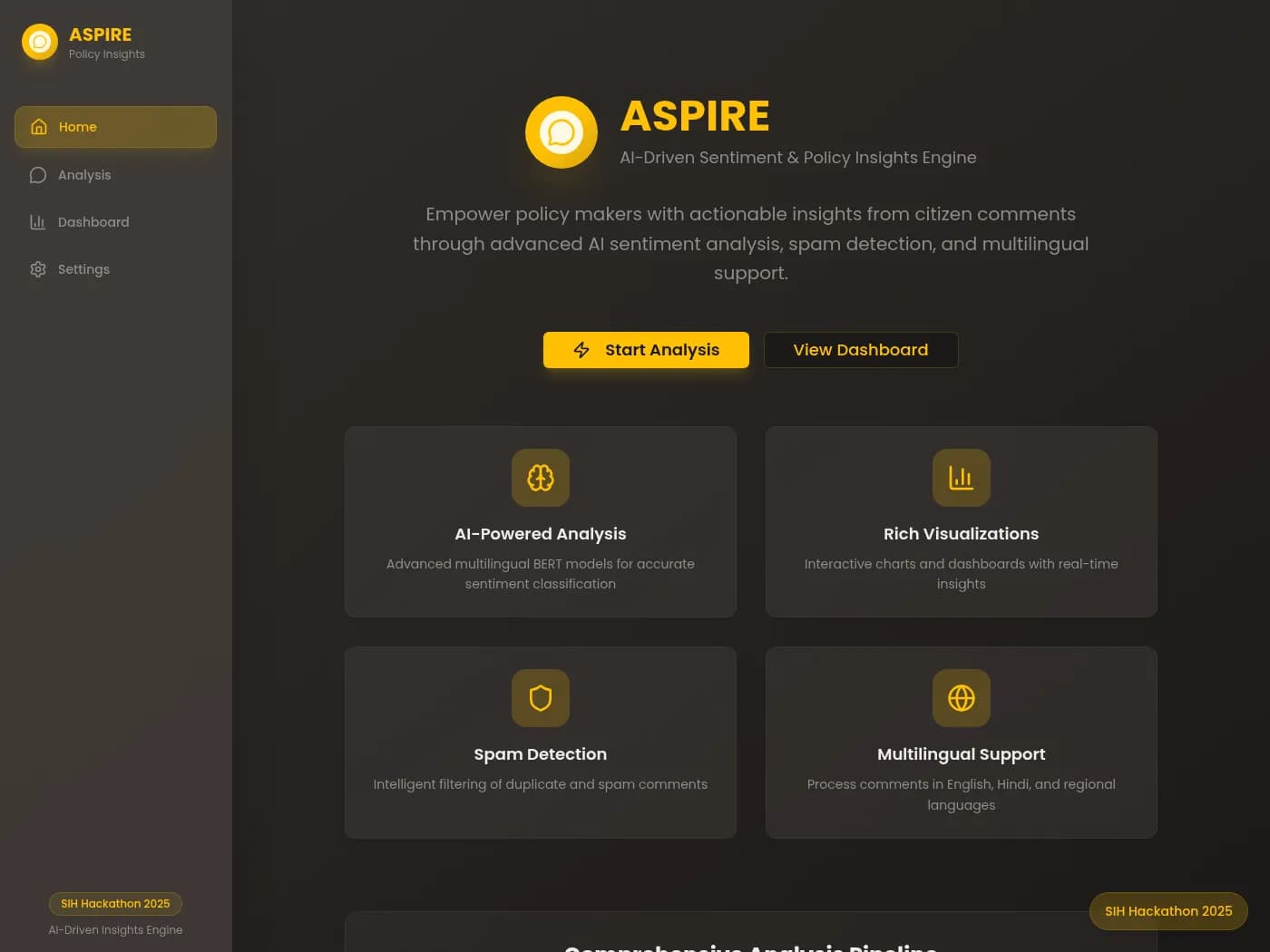 ASPIRE – AI-Driven Sentiment & Policy Insights Engine