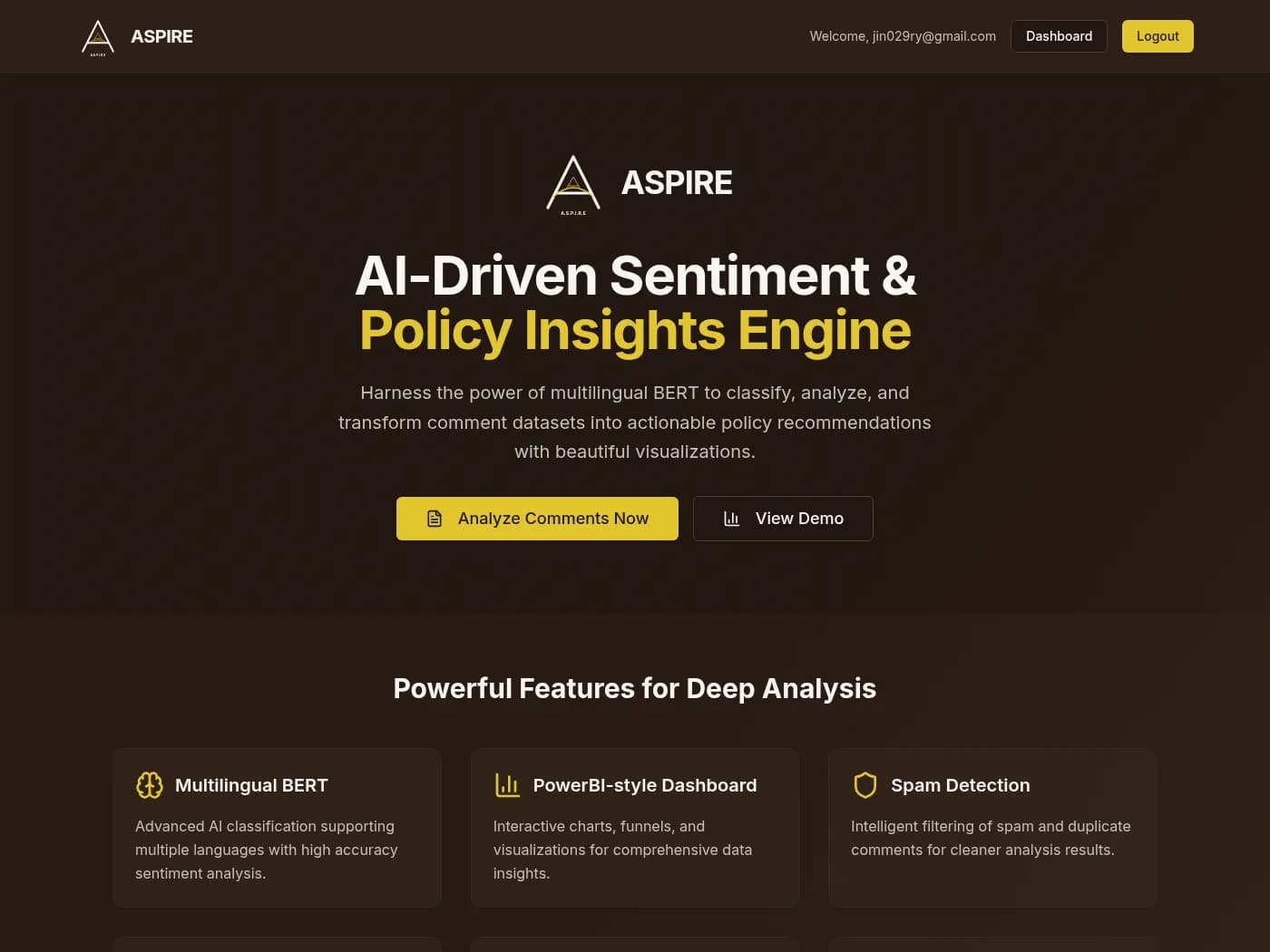ASPIRE – AI-Driven Sentiment & Policy Insights Engine
