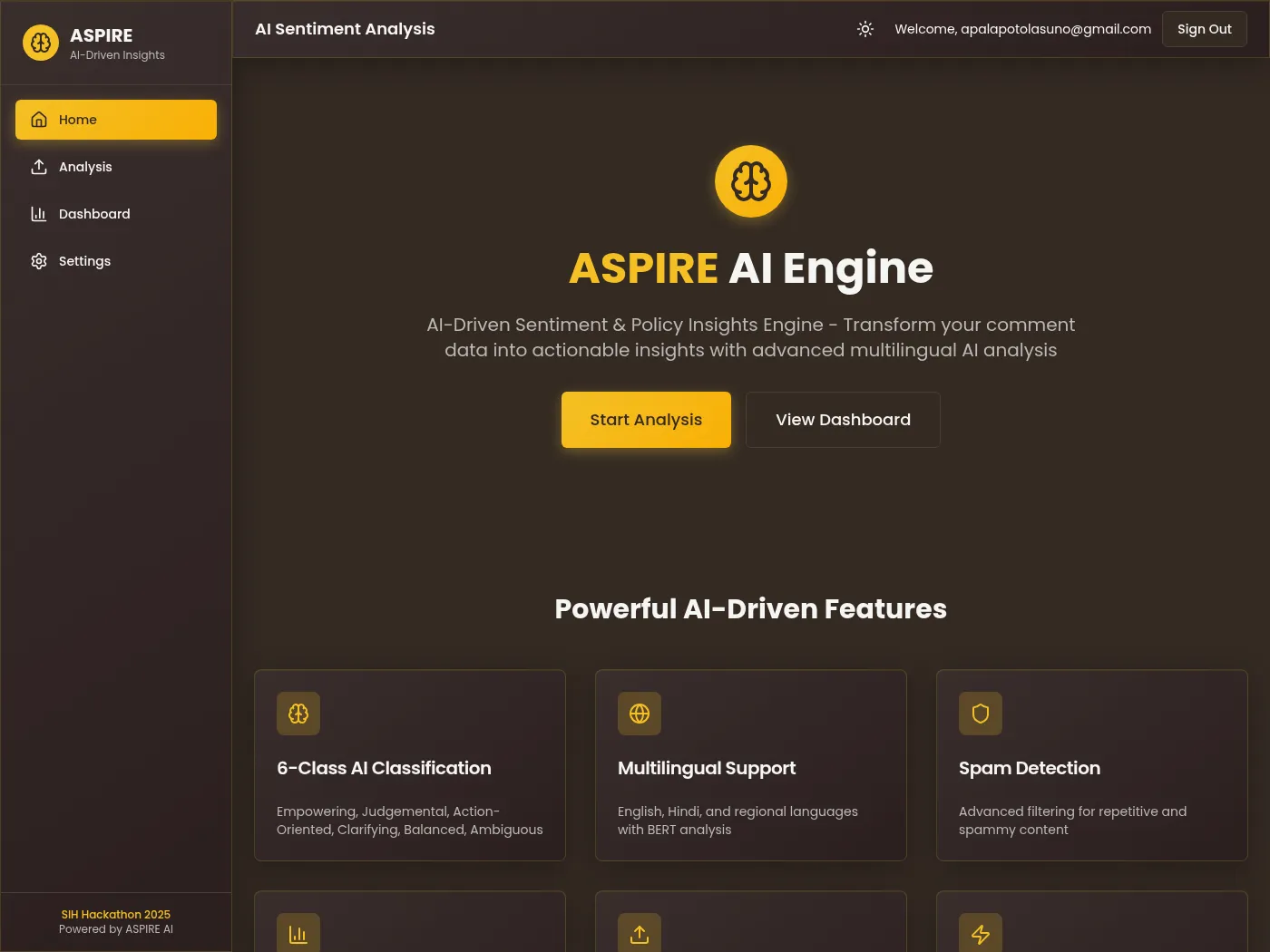 ASPIRE – AI-Driven Sentiment & Policy Insights Engine
