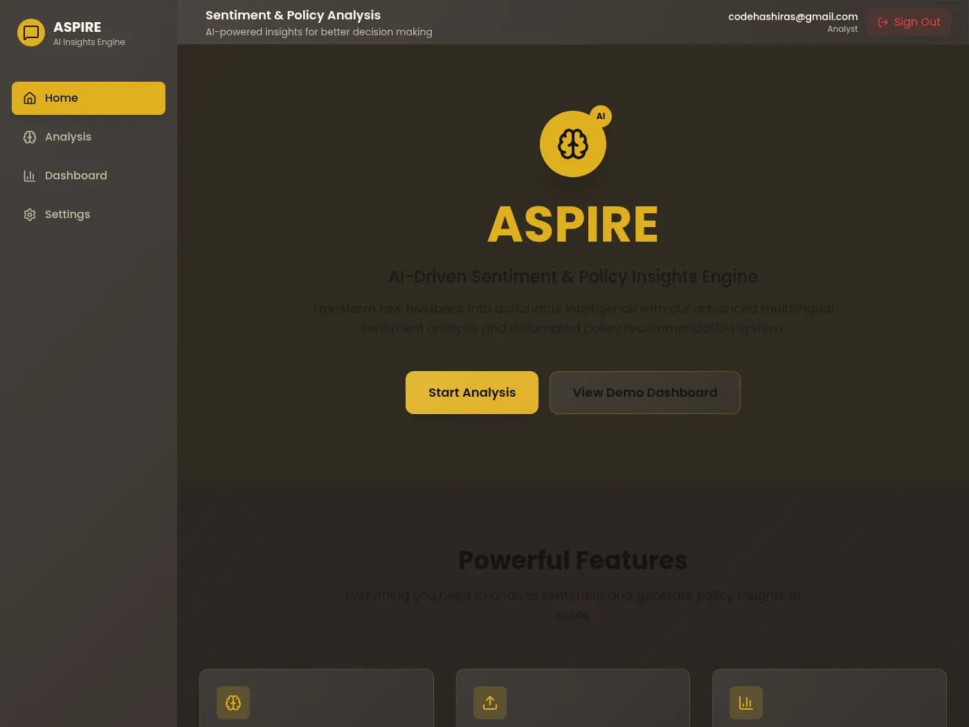 ASPIRE – AI-Driven Sentiment & Policy Insights Engine