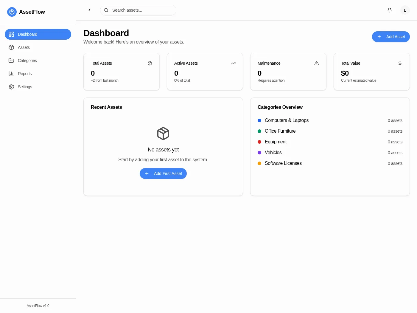 AssetFlow: Web-Based Asset Management Platform