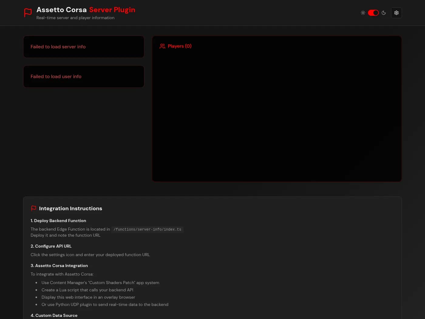 Assetto Corsa Server Info Plugin