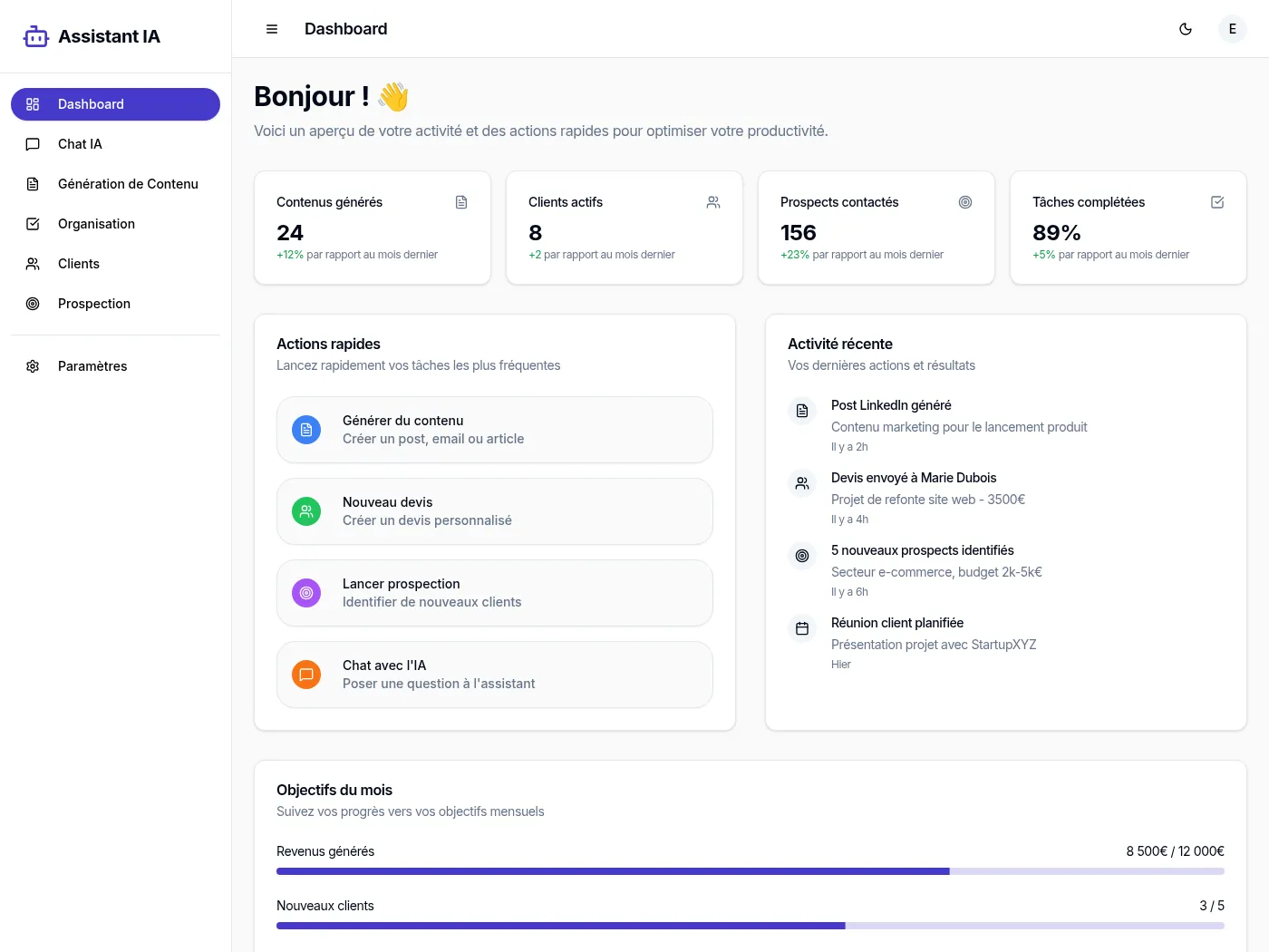 Assistant IA Unifié pour Indépendants