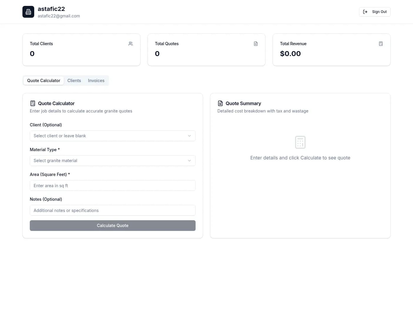 AstaFiC: Centralized Granite Quoting & Sales Platform