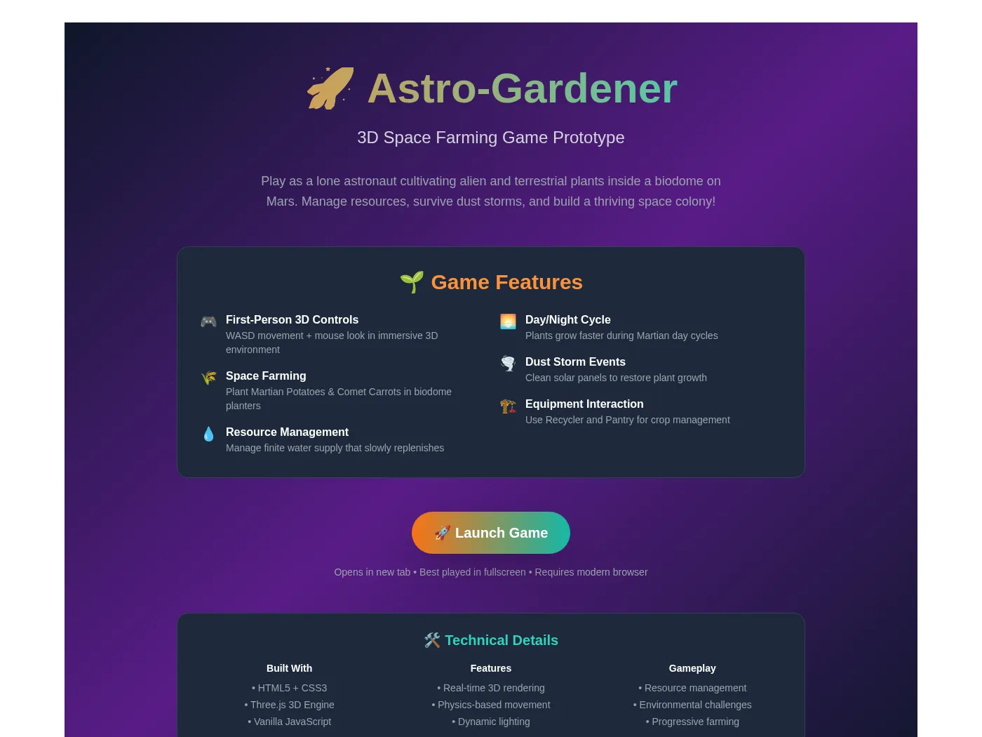 Astro-Gardener: 3D Space Farming Game Prototype