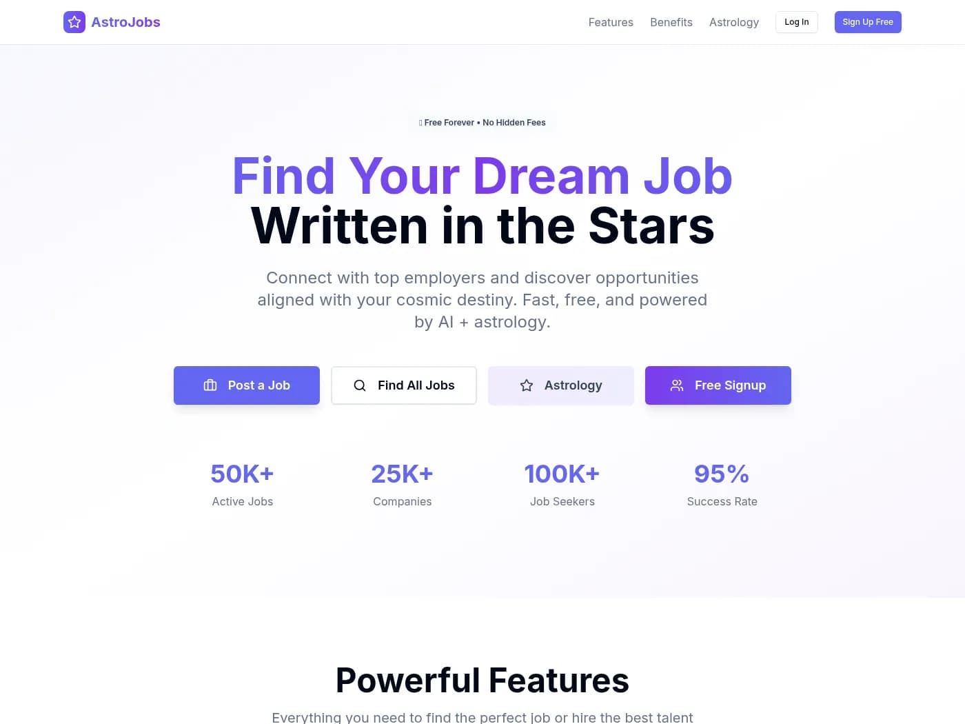 AstroJobs Modern Job Portal Landing Page