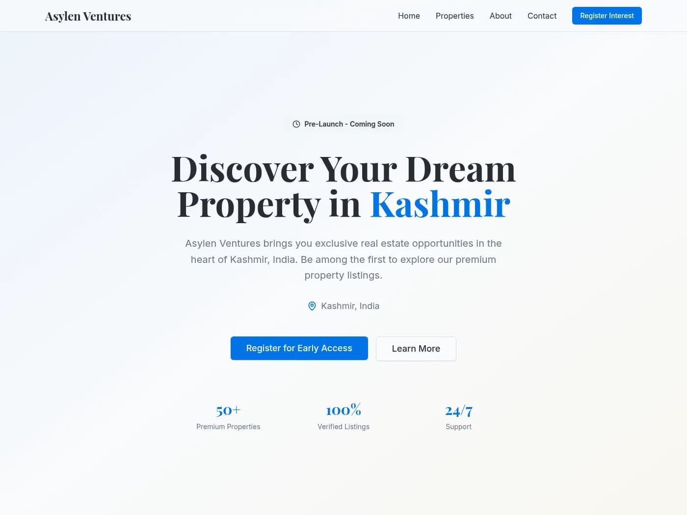 Asylen Ventures Real Estate Pre-Launch Website