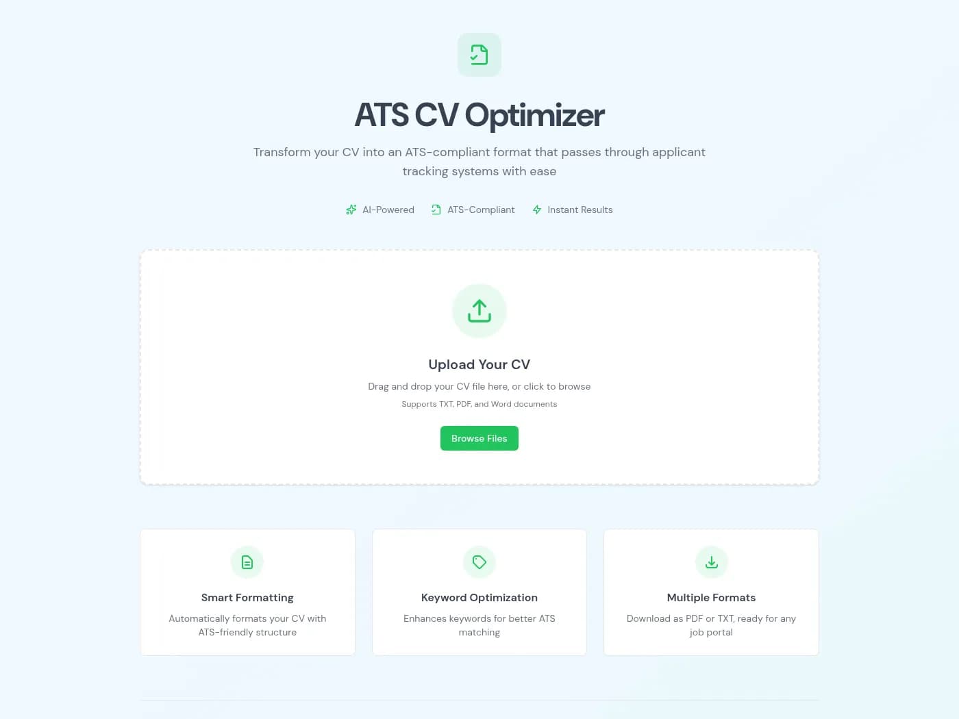 ATS CV Optimizer & Formatting Tool