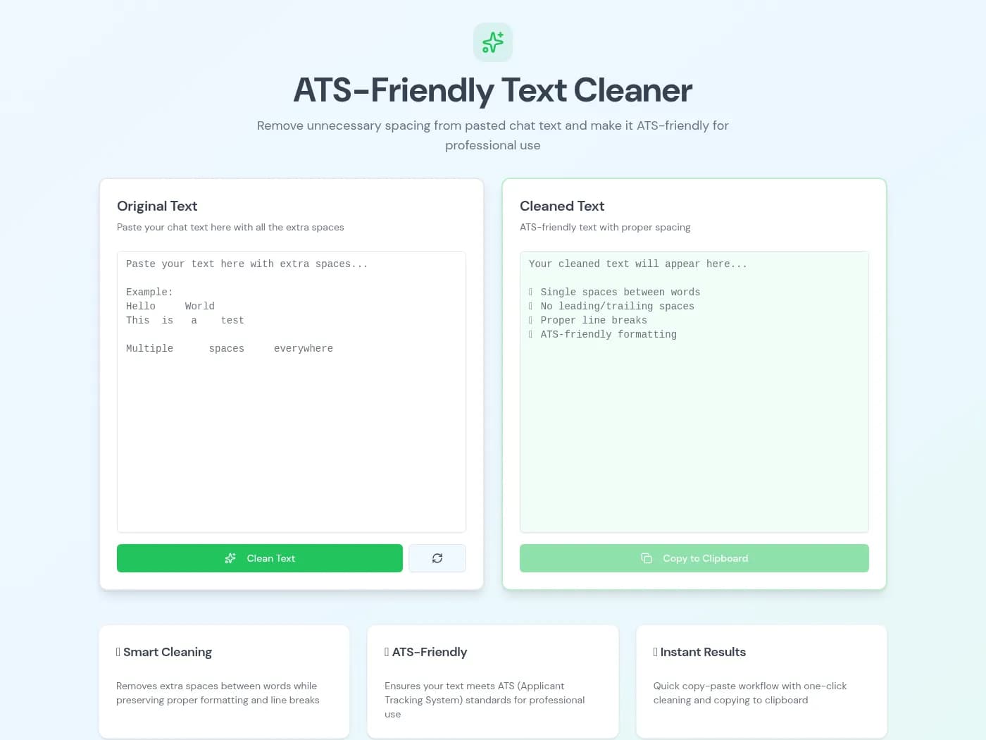 ATS-Friendly Chat Text Cleaner