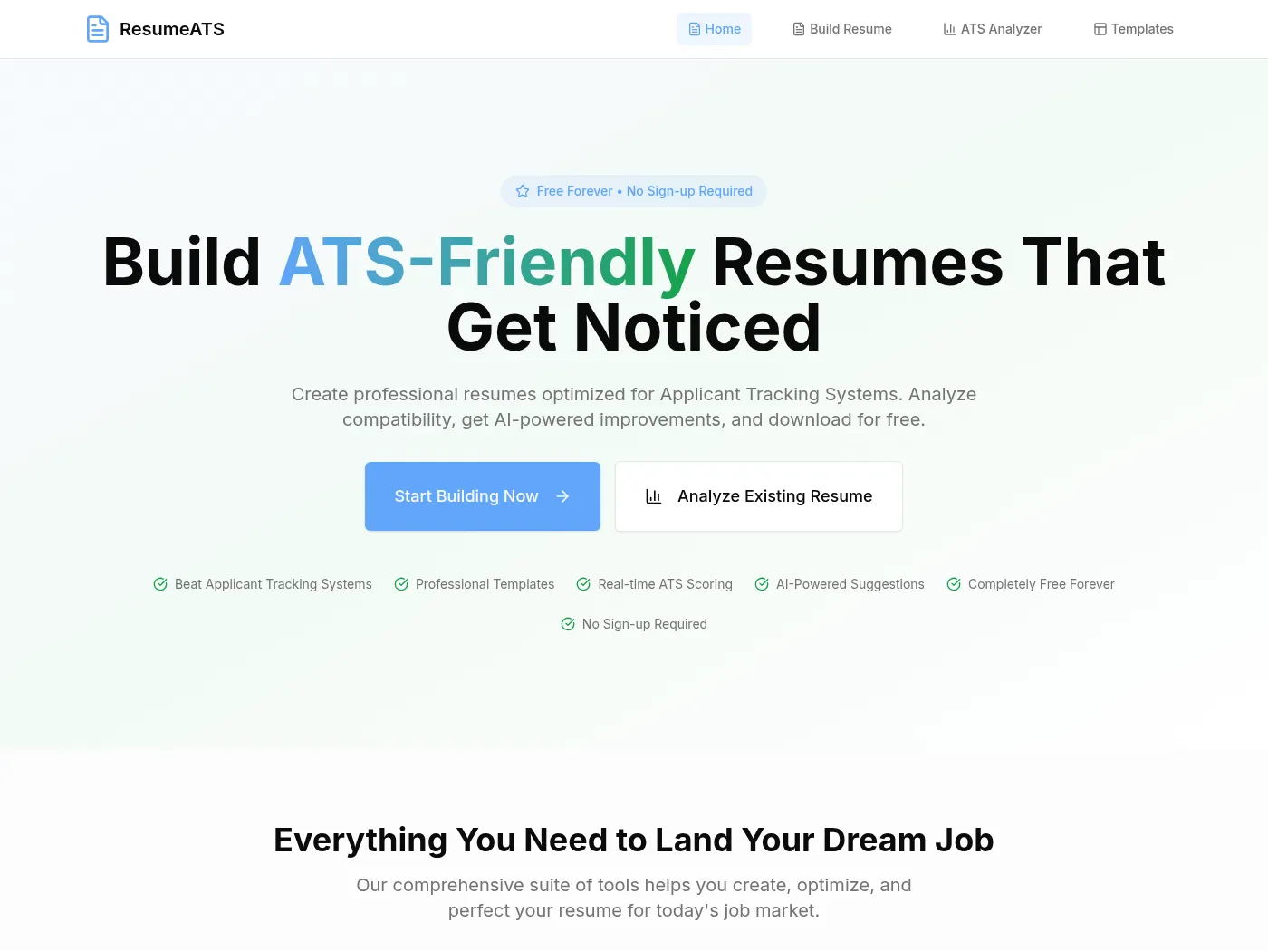 ATS-Friendly Resume Builder & Analyzer