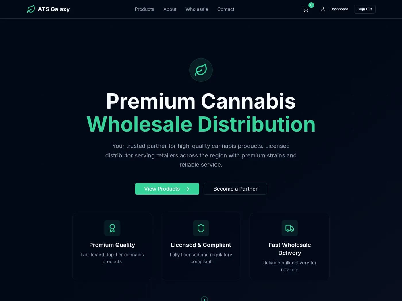 ATS Galaxy Cannabis Wholesale Web Platform